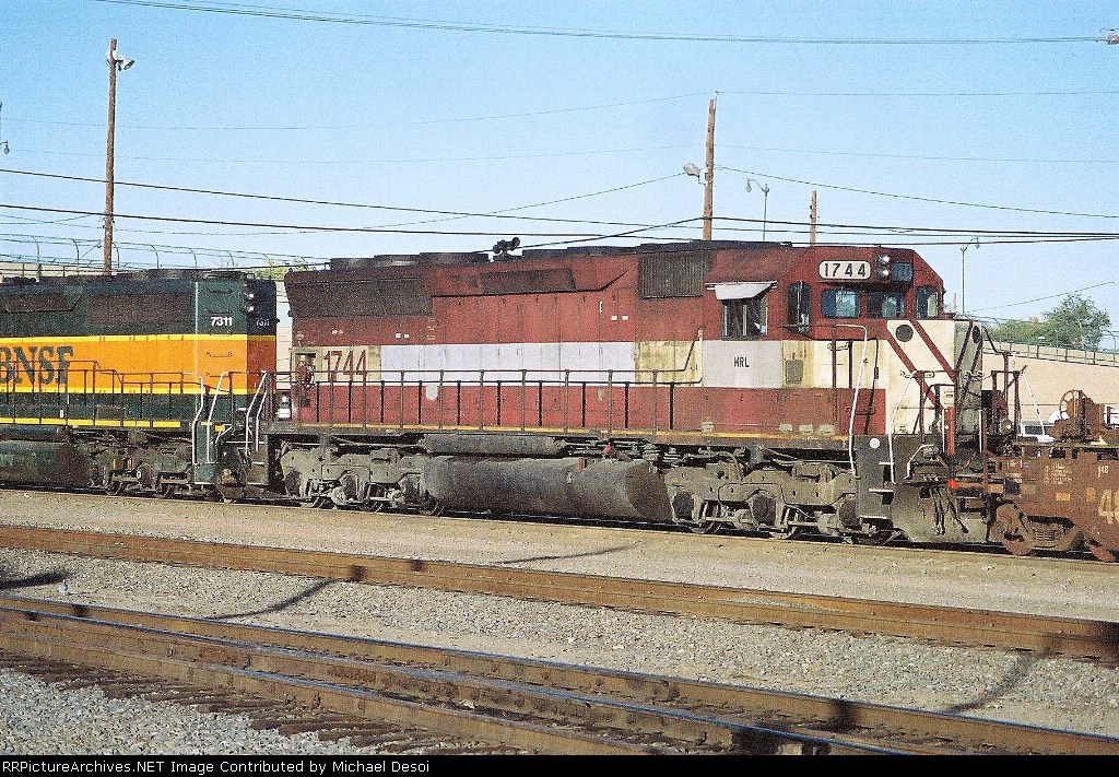 MRL SD-45 #1744 is second out in this westbound consist leaving the yard